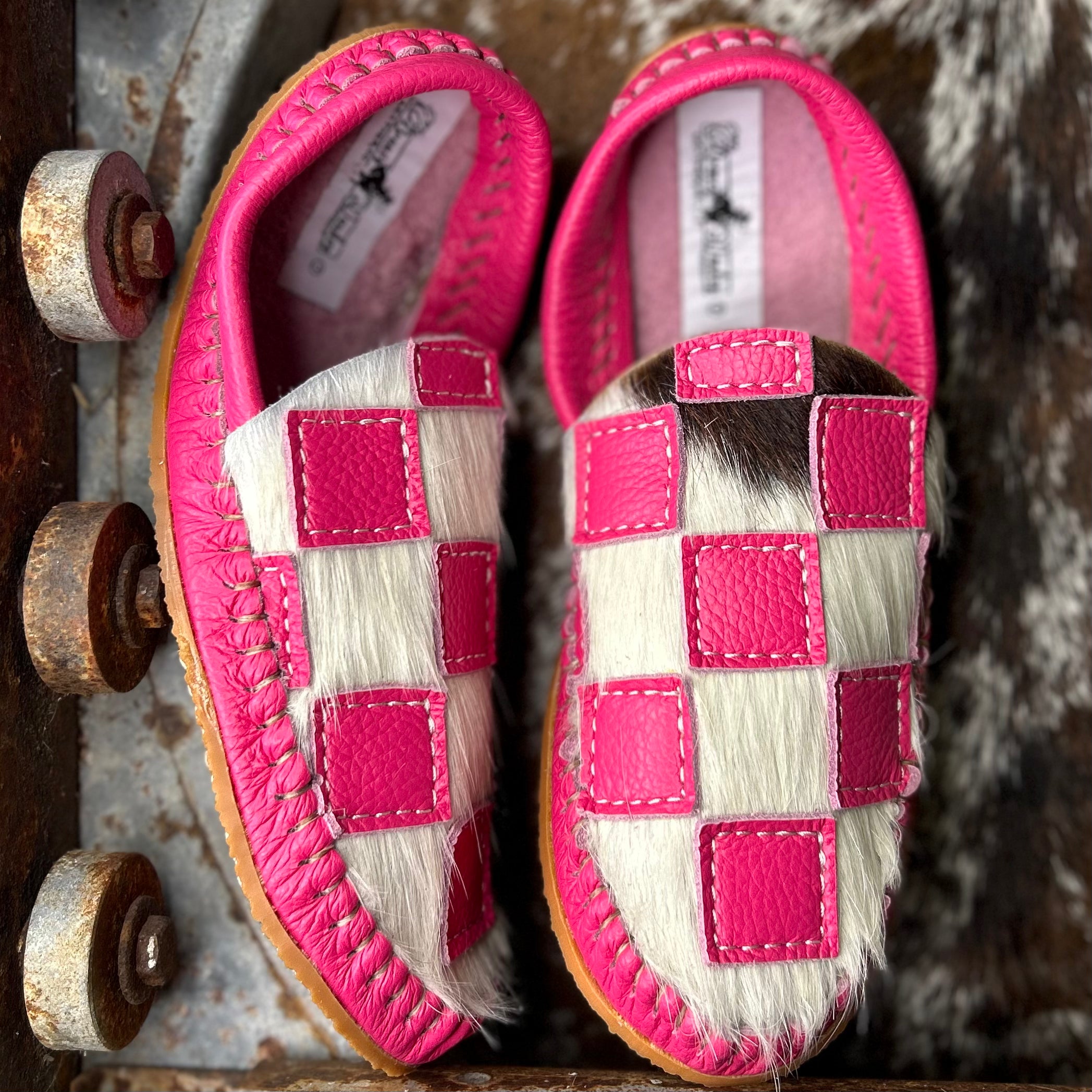 Checkered Mules (Size 8) – Broncy Donkey Leather Co