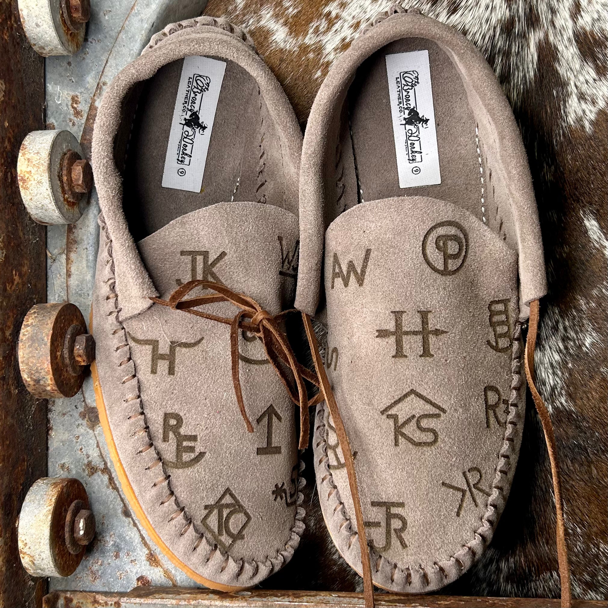 Branded Muleys (Size 9) – Broncy Donkey Leather Co
